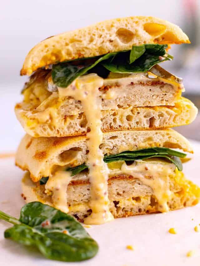 Chicken Patty Sandwich On Ciabatta With Honey Mustard Sauce ...